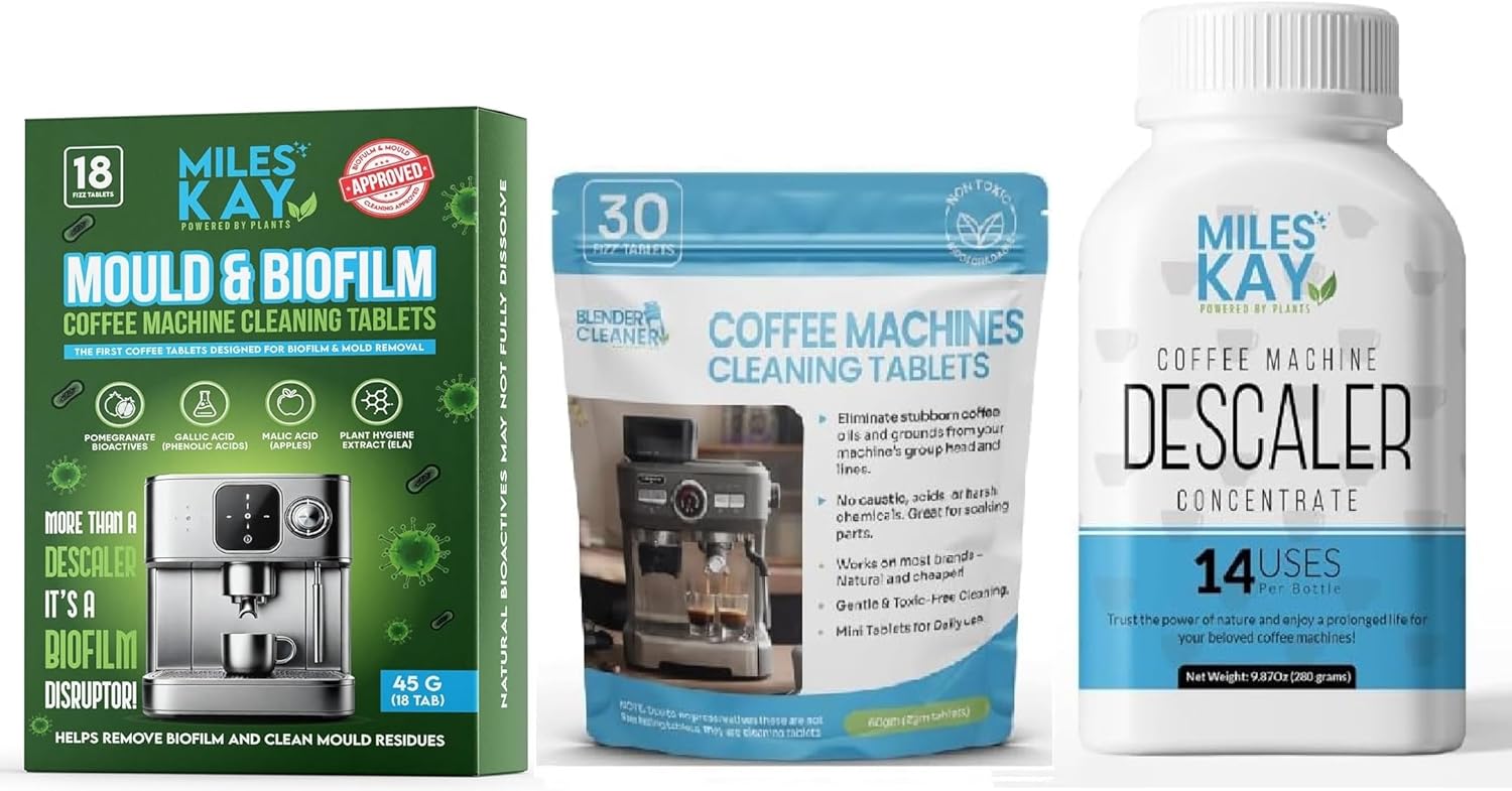 Coffee Cleaning Kit – 3-in-1 Mega Pack – 30x Cleaning Tabs + 18x Mould ...